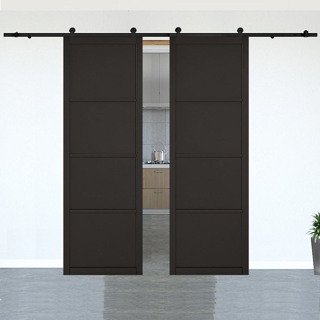 Soho Black Double Sliding Doors with Top Track | Soho Black Double ...