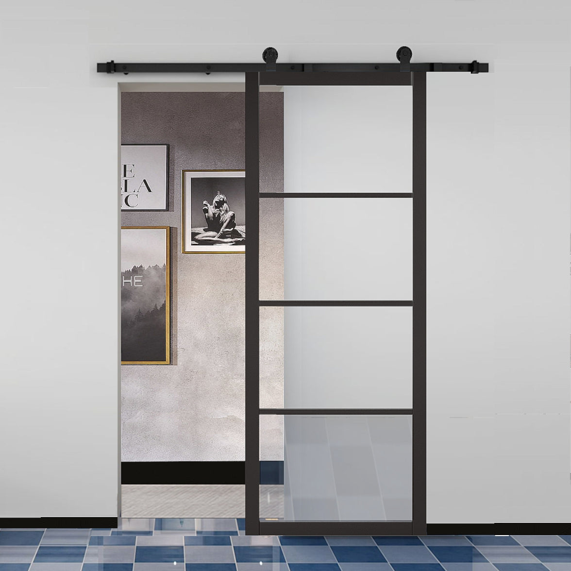 Matt Black Sliding Top Hung Door Track For Single Door | Sliding Door ...